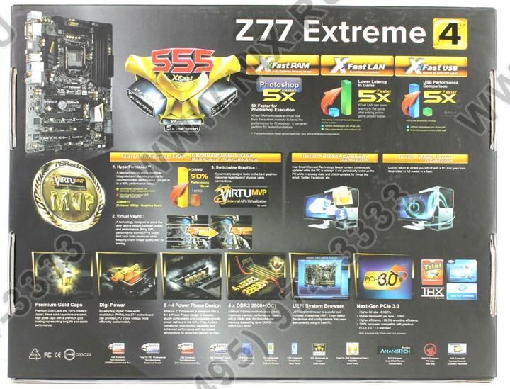 ASRock Z77 Extreme4 (RTL) LGA1155 2xPCI-E+Dsub DVI HDMI+GbLAN SATA RAID ATX 4DDR-III